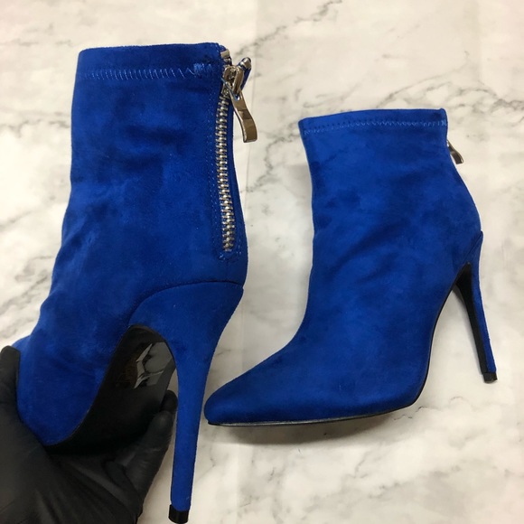 Nordstrom | Shoes | Royal Blue Suede Womens Ankle Booties Heels Boots ...